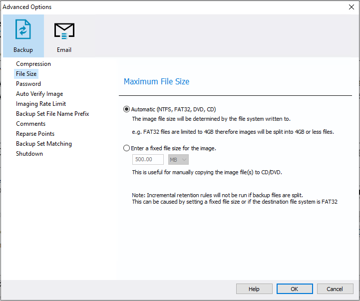 File and Folder Backup Options